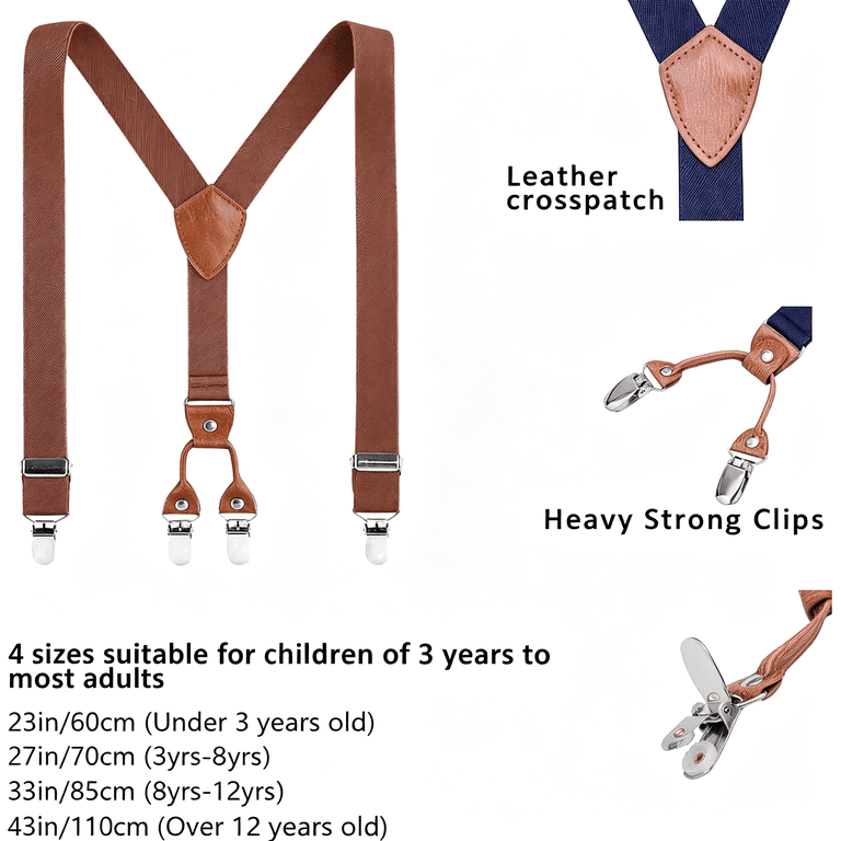 TELOLY Kids Boys Adults Suspenders-4 Sizes Sturdy Metal Clips Elastic ...