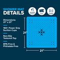 "SlipX Solutions Anti-Slip 21"" x 21"" Square Shower Stall Mat with ...