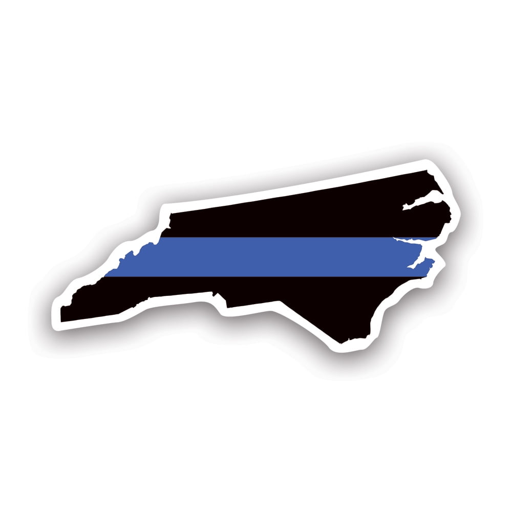 North Carolina State Shaped Thin Blue Line Sticker Decal - Self ...