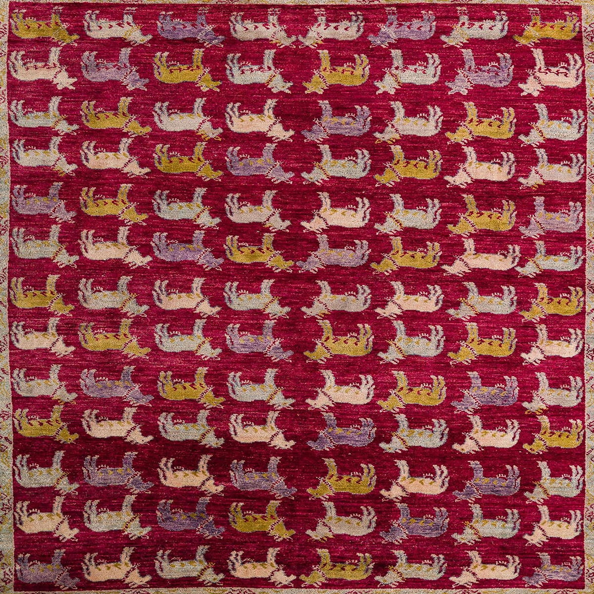 Ahgly Company Indoor Square Abstract Red Abstract Area Rugs, 6' Square ...