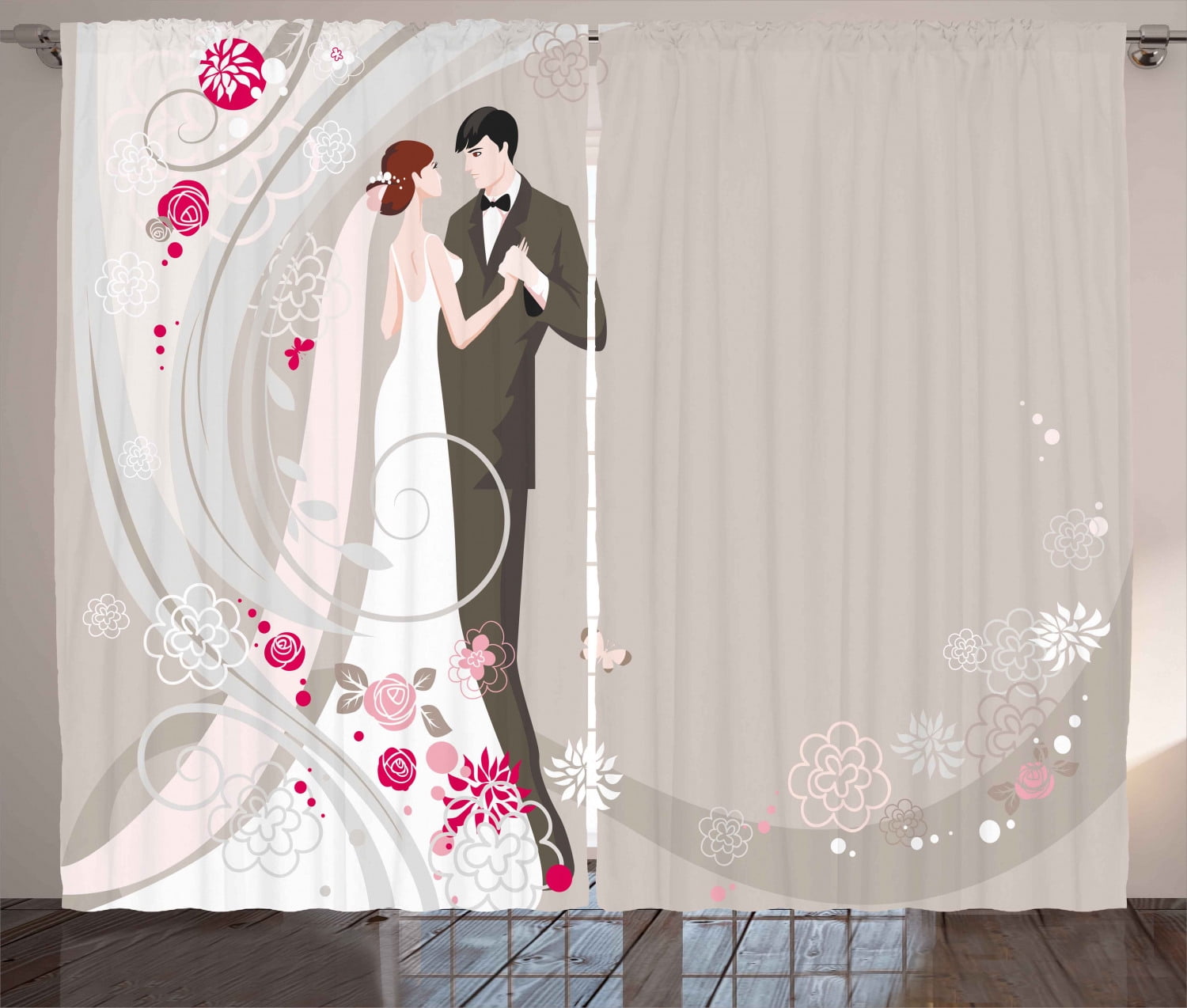 Wedding Decorations Curtains 2 Panels Set, Abstract Wedding Ceremony ...