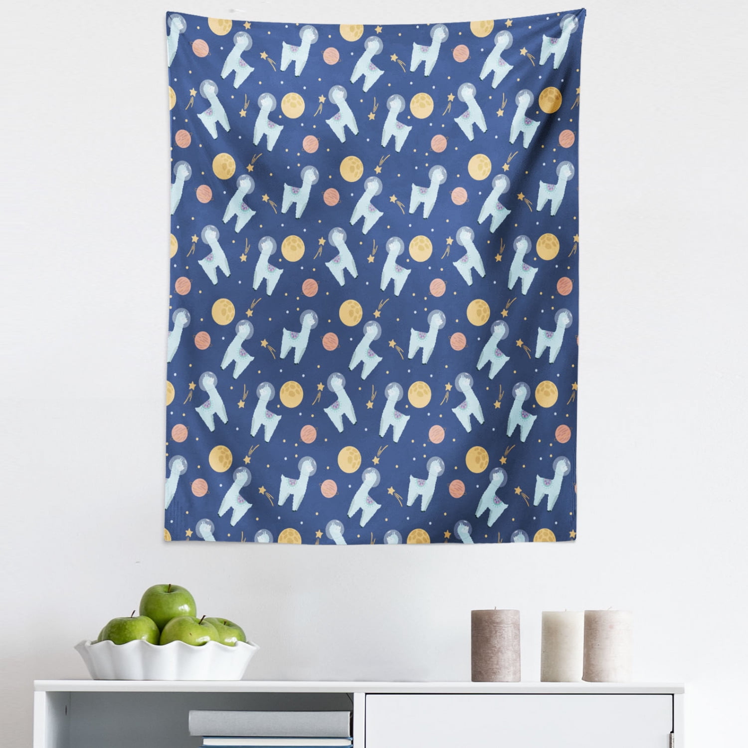 Universe Tapestry, Funny Space Animal Cartoon with Astro Llamas Planets ...