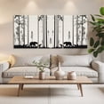 Abstract Canvas Wall Art 3 Panels, Animal Bear Family Forest Trees ...