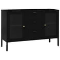 vidaXL Modern Steel and Tempered Glass Console Cabinet Storage with ...