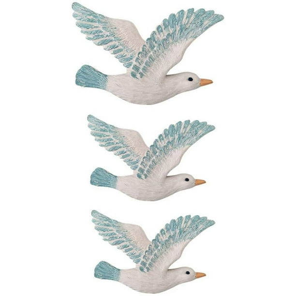 3 Pieces Ceramic Birds Sea Gull Wall Art Decorations Nautical Beach ...