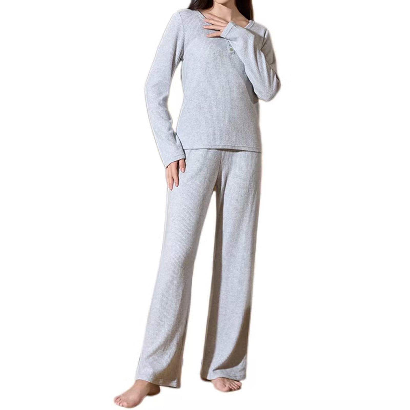 Click here for Hujlwoi Womens Pajama Sets Ribbed Knitted Button D... prices