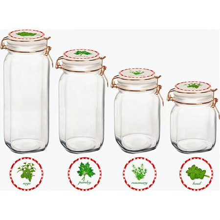 Circleware 4 piece canister set with HERB Decal Ceramic lid - Walmart.ca