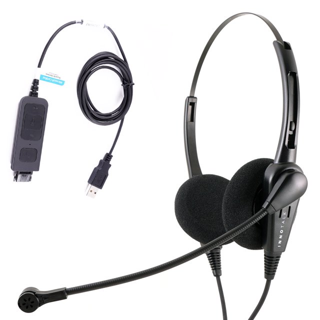 USB PC Computer Binaural Headset with Plug N Play USB Adapter for MS ...