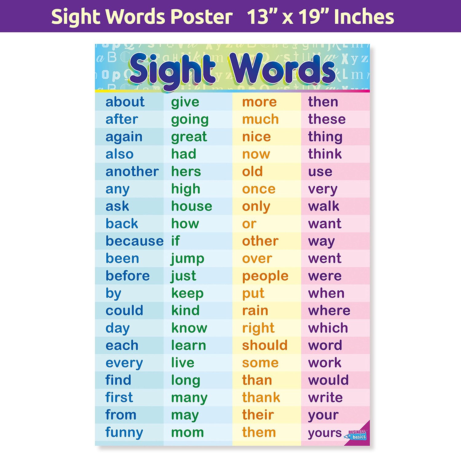 Sight Words By Business Basics First Grade Sight Words Chart For Kids Sight Words By Business Basics First Grade Sight Words Chart For Kids