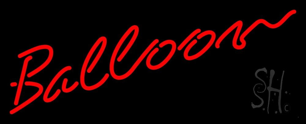Red Balloon Cursive LED Neon Sign 13" Tall x 32" Wide - inches, Black ...