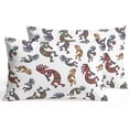 Abstract Retro Pillow Covers Set of 2, Tribes Man Playing Music Cartoon ...
