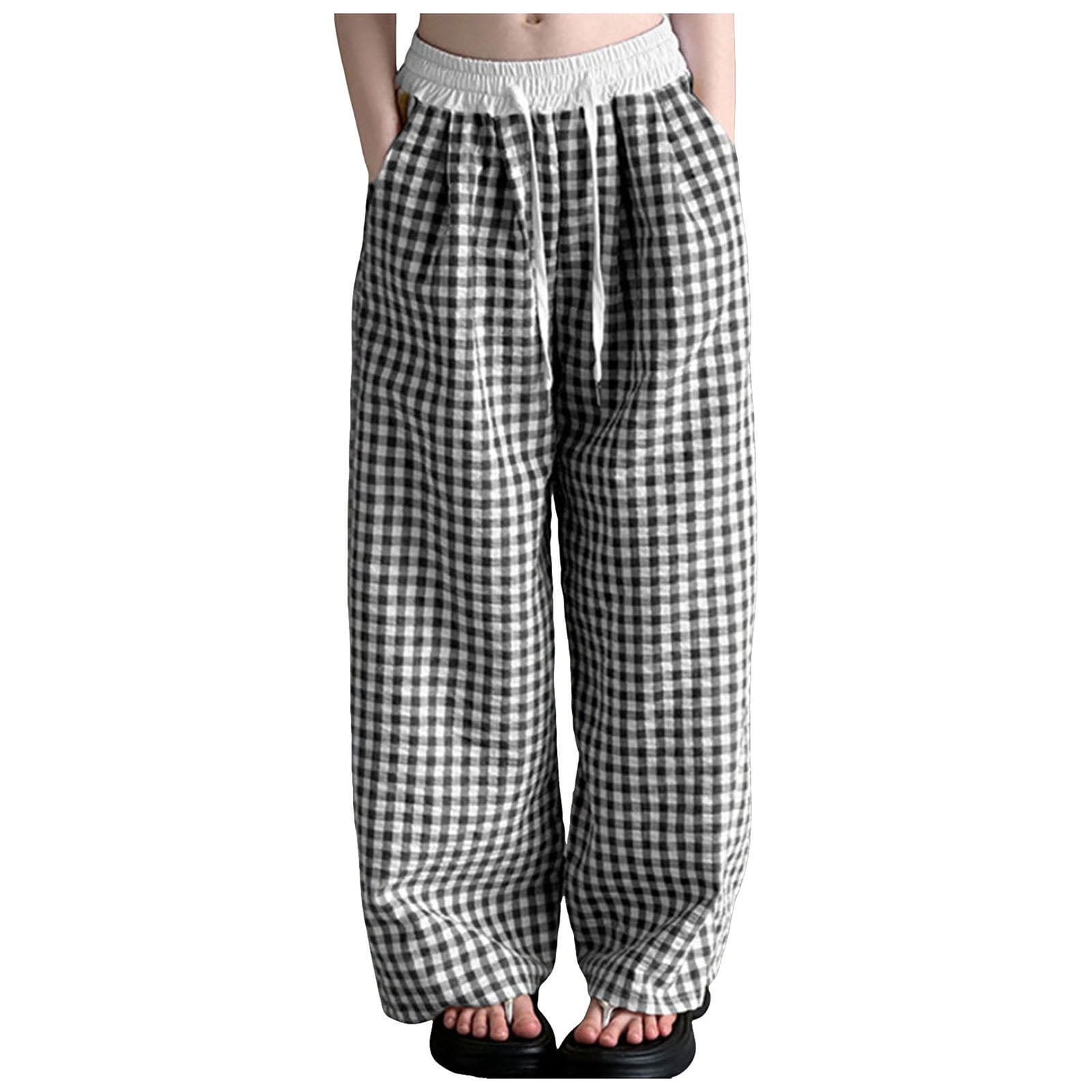 Click here for Splozh Girls Sweatpants Girls Grid Print Drawstrin... prices