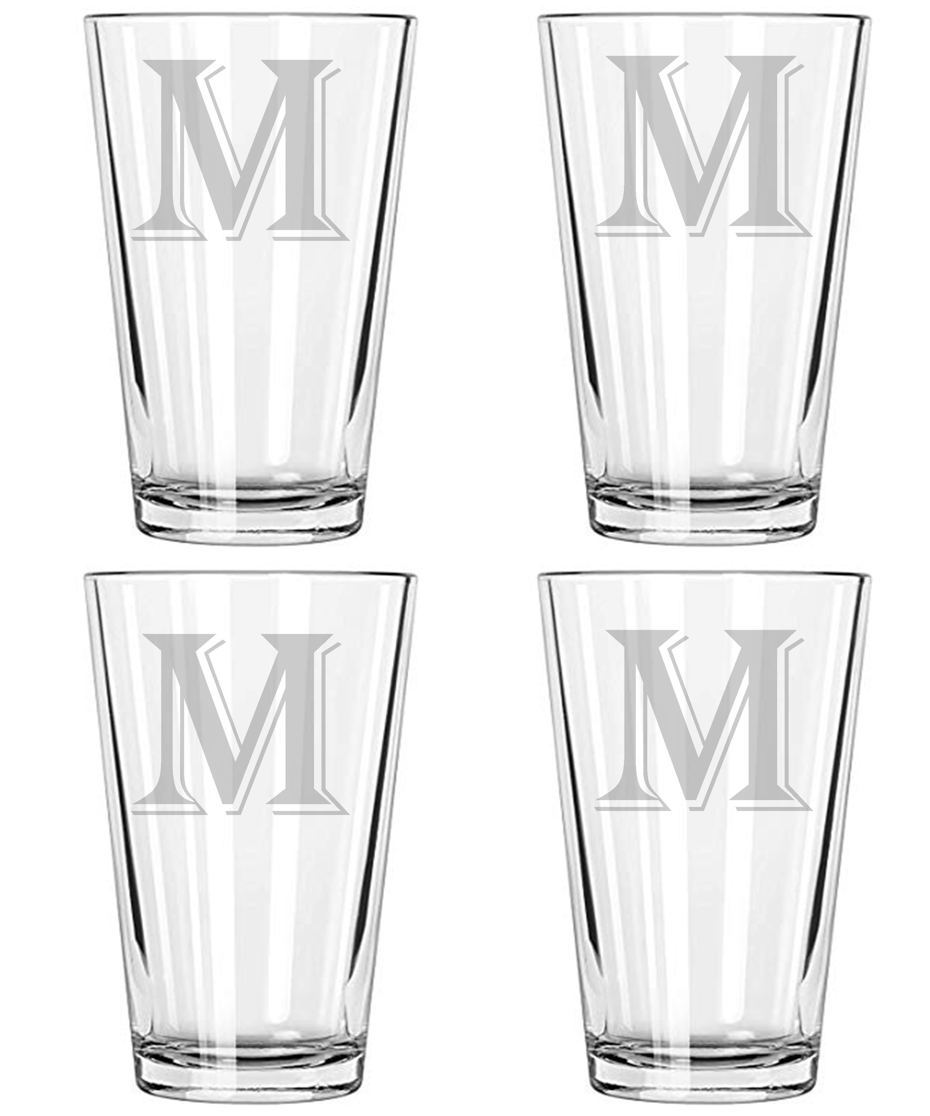 16OZ MONOGRAM BEER GLASS M SET OF 4 - Walmart.com