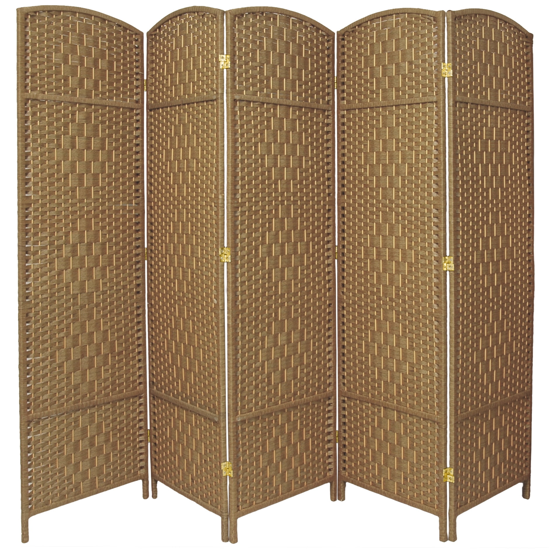 6 ft. Tall Diamond Weave Fiber Room Divider - Natural - 5 Panel ...
