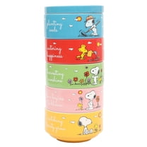 Peanuts Snoopy 6 Piece Stackable Decorated Stoneware Bowl Set W/ Plate ...