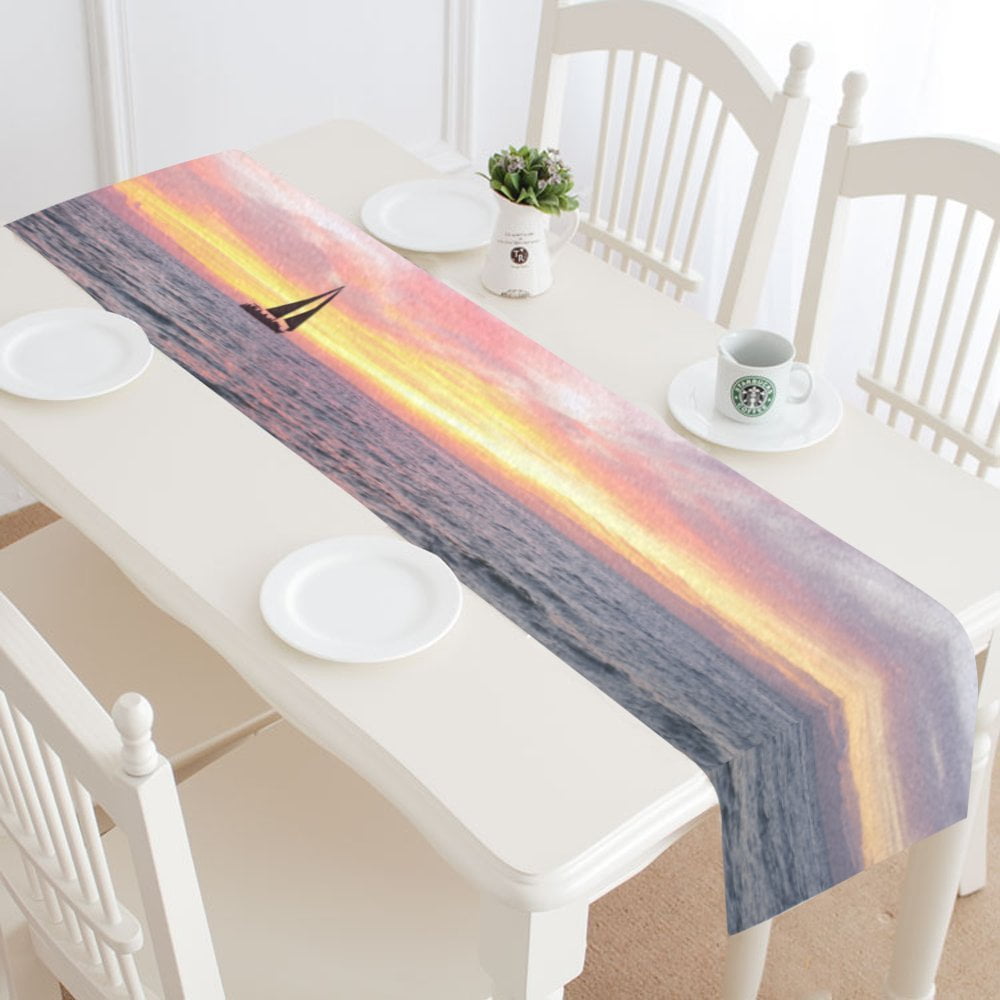 MYPOP Sunset Beach Table Runner Home Decor 14x72 Inch, Coastal Ocean ...