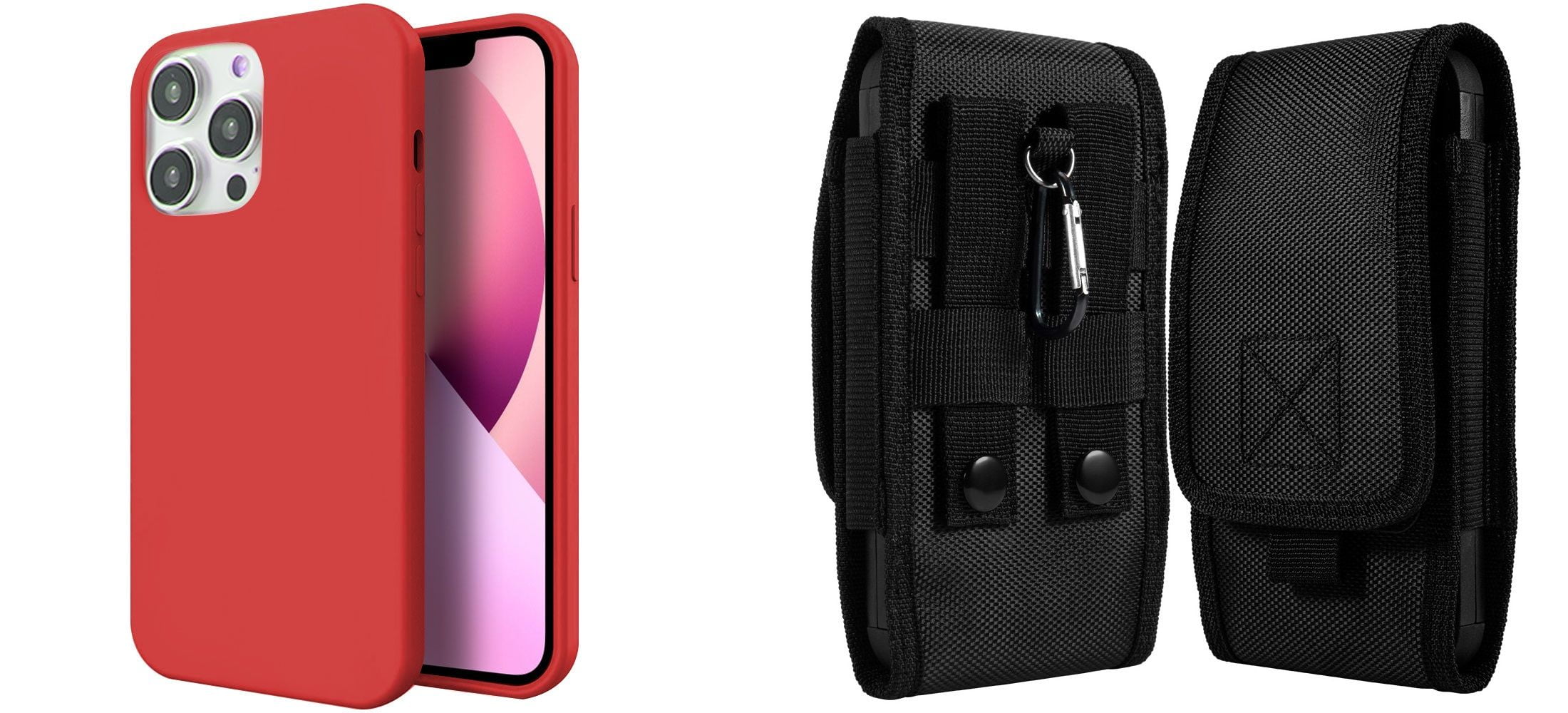 Slim Silicone Case and Belt Holster Pouch for iPhone 14 Pro - Red ...