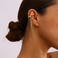 ANXPTIME Exquisite Golden Tassels Ear Clip Stainless Steel Earring ...