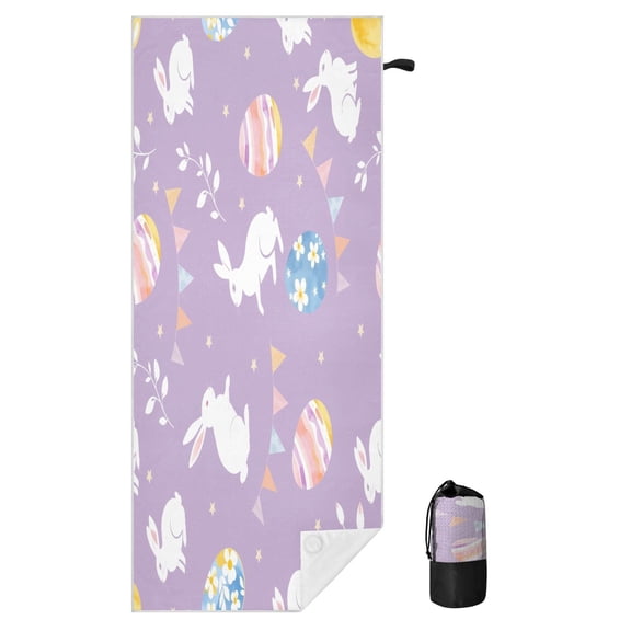 BZSMCE Soft Pastel Easter Whimsy For Beach Towel with Wind-Resistant ...