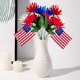 4 Bunches Memorial Day Artificial Flowers,13in Red Blue White Cemetery ...