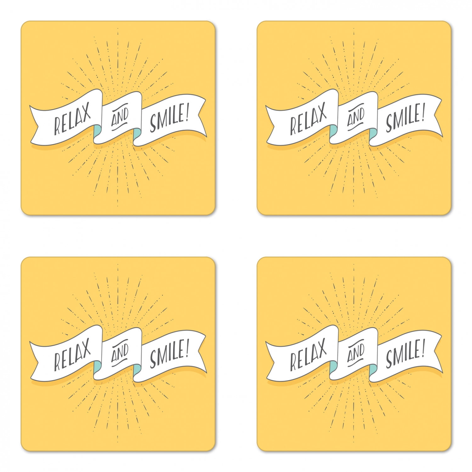 Saying Coaster Set of 4, Positive Vivid Color Vintage Design ...