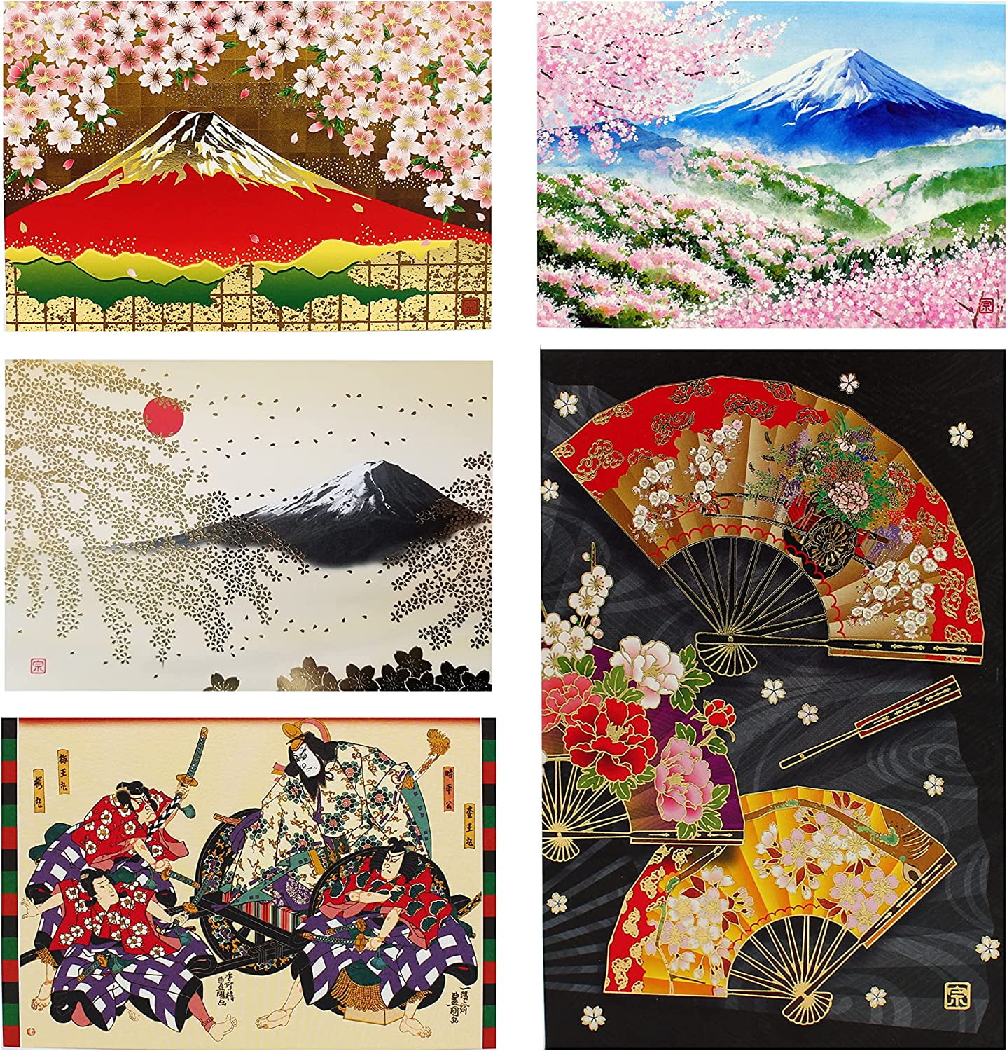 Premium Japanese Greeting Cards, Set of 5, Recycled Paper, Japan Design ...