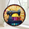 Sewing Machine Round Suncatcher – Stained Glass Style Craft Window ...