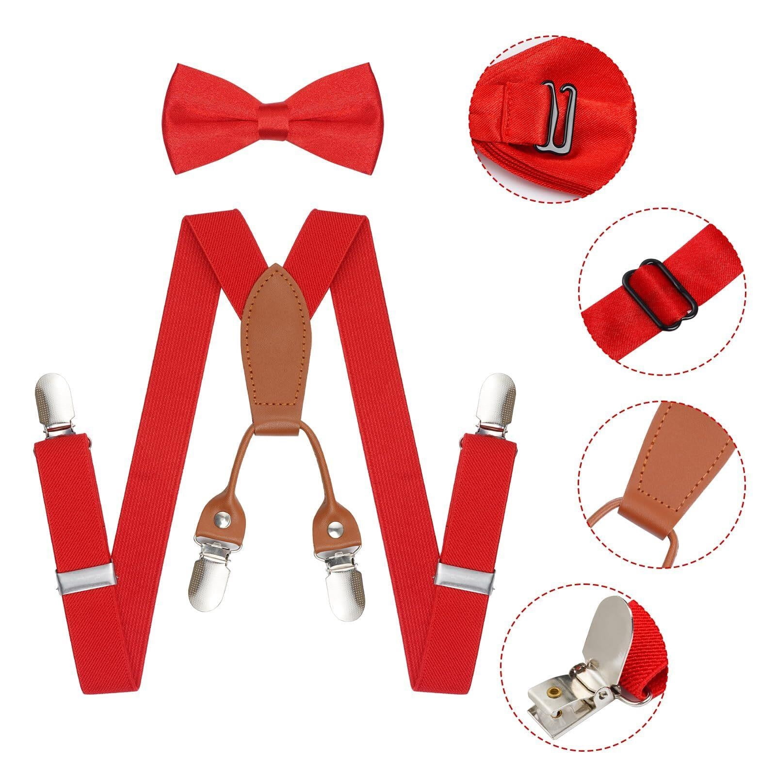 ZKSNART Kids Boys Suspenders Bowtie Sets Adjustable Suspenders and Pre ...