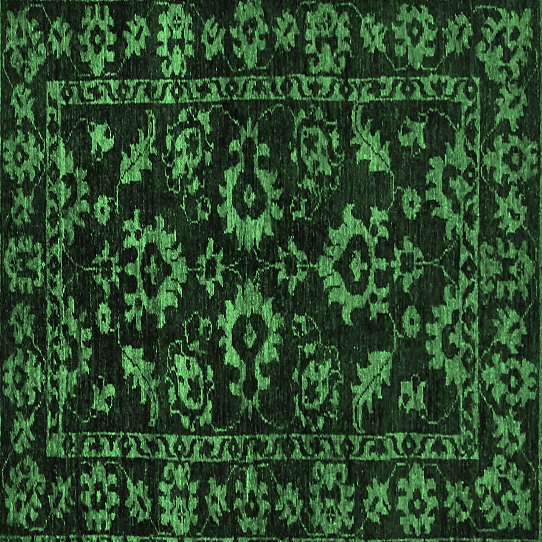 Ahgly Company Indoor Square Oriental Emerald Green Traditional Area ...