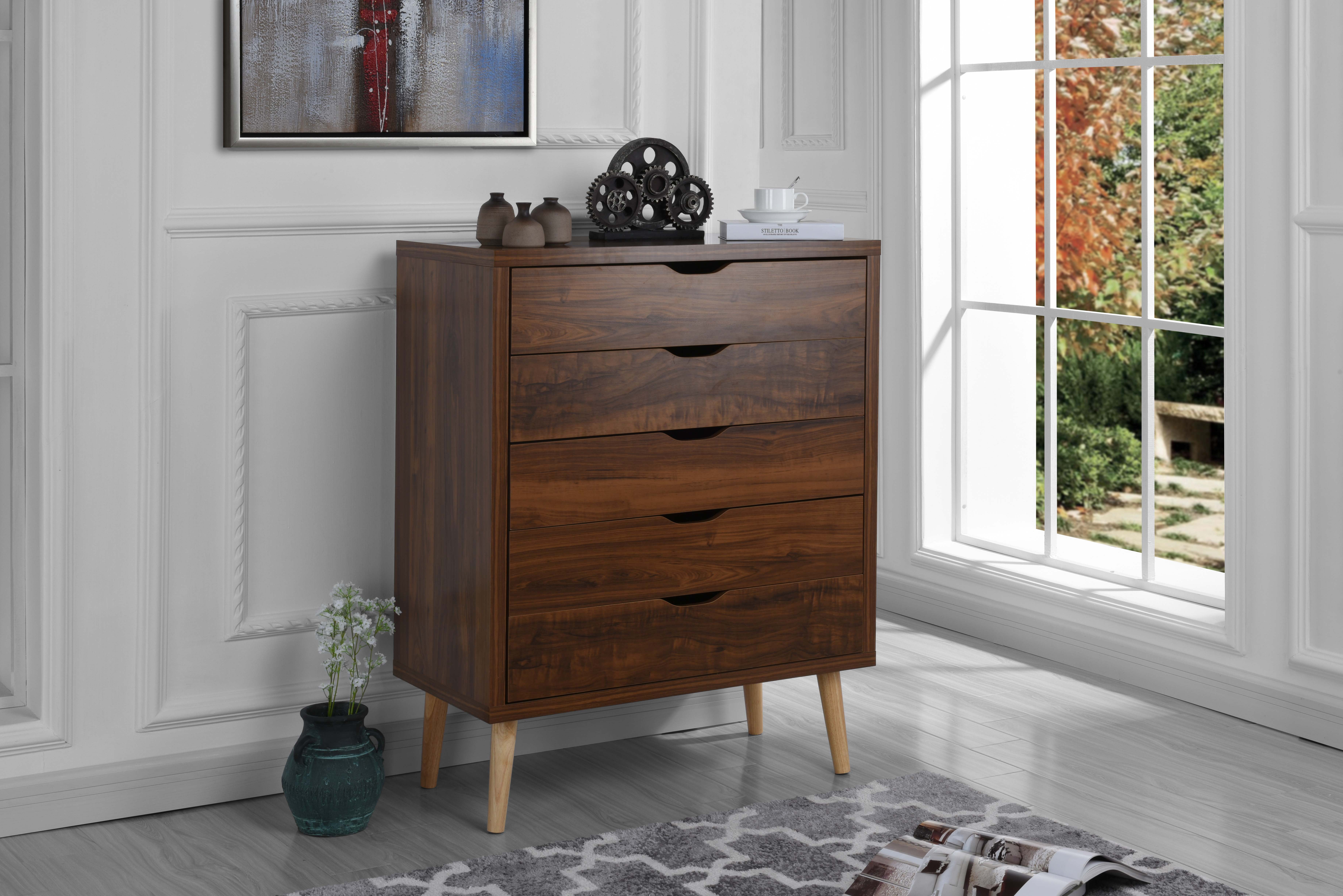 Modern Chest Drawers, Entryway Décor with 5 Drawers, Brown - Walmart.com