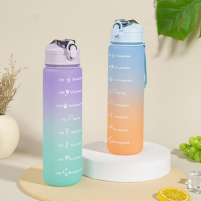 Matoen Motivational Water Bottle with Time Marker to Remind You Drink More Water Fast Flow Leakproof BPA Free Sport Water Bottle for Fitness and