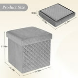 Folding Storage Ottoman Cube Velvet Tufted Space-Saving Toy Box Foot ...