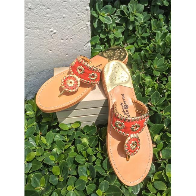 Palm Beach Sandals PB1017-11 Hand Crafted Womens Leather Sandals, Coral ...