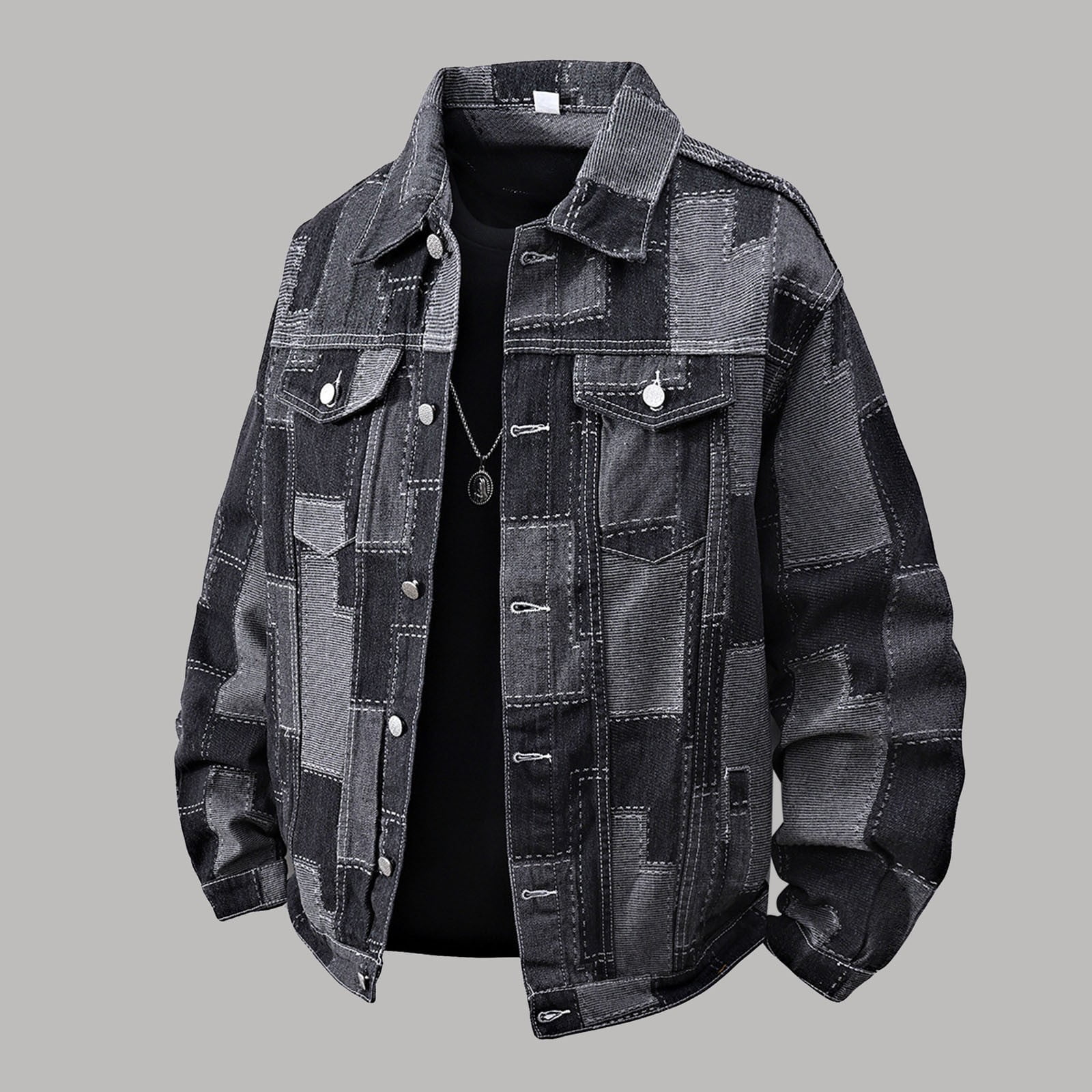 Click here for Wanpidan Workwear Denim Jacket With Contrasting Pa... prices