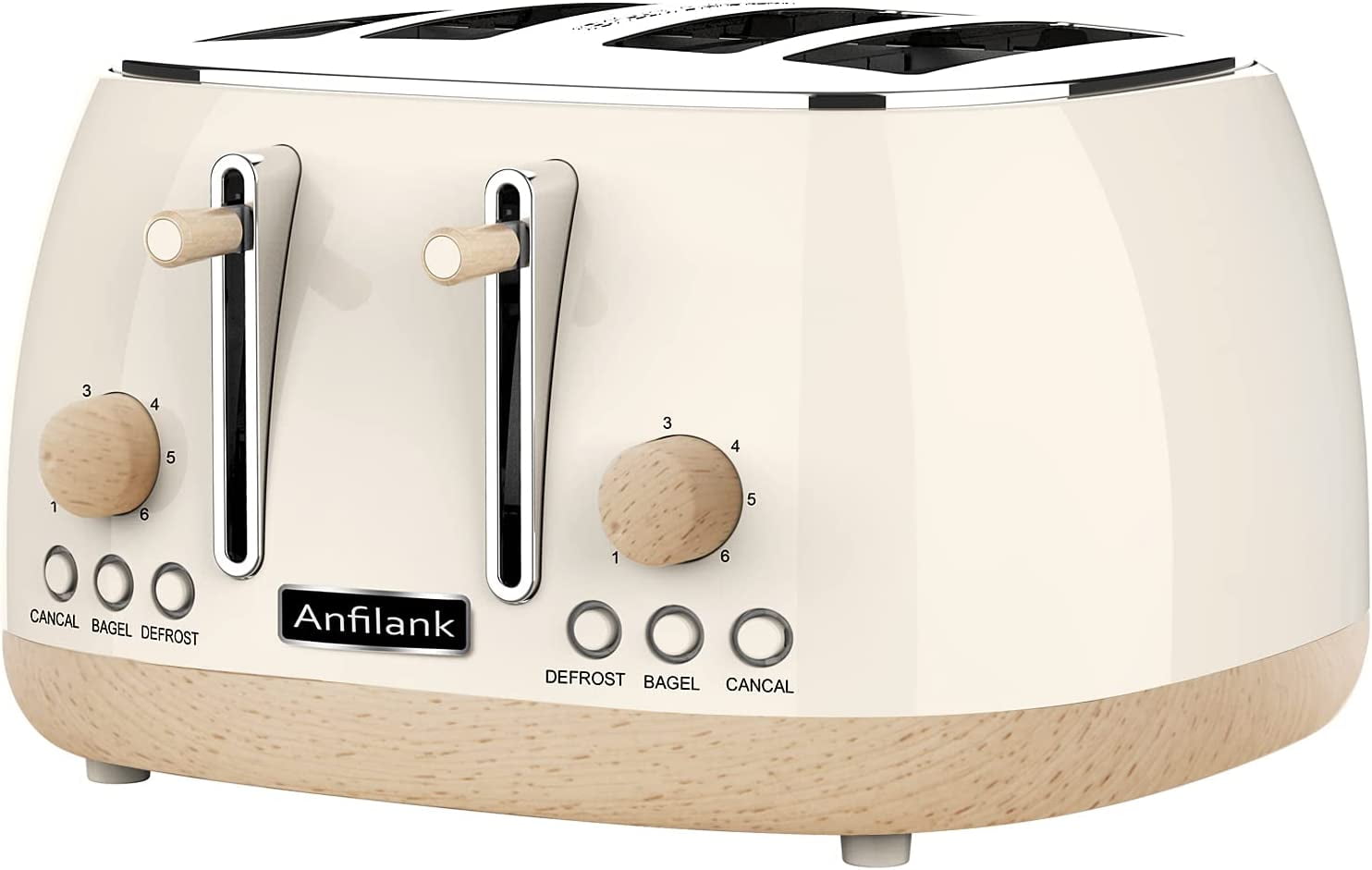Anfilank Toaster 4 Slice,Retro Stainless Steel Toaster with Extra Wide ...