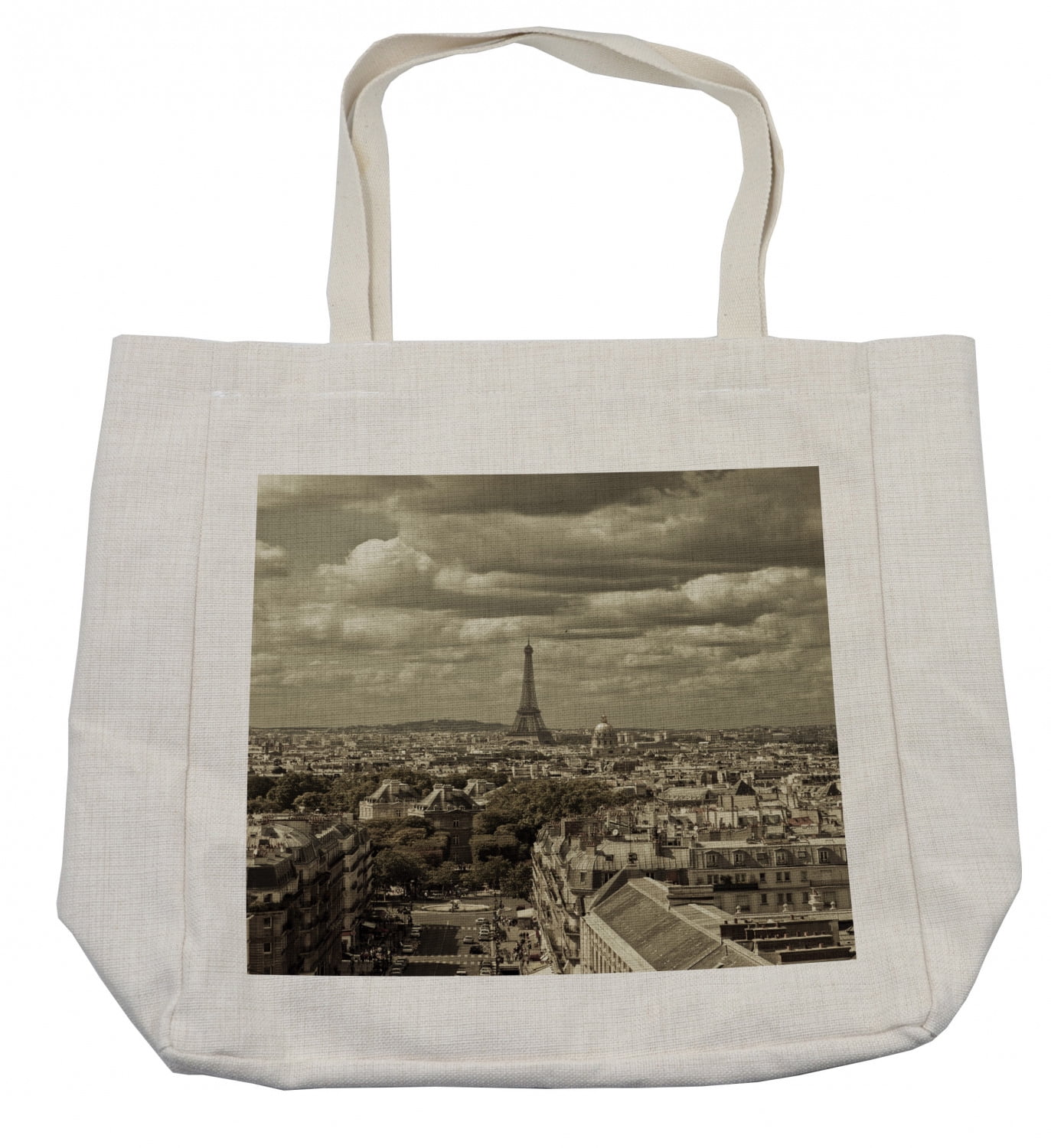 Paris Shopping Bag, City Skyline of Eiffel and Dark Cloudy Weather ...