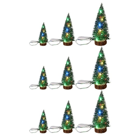 Mini Christmas Trees 9 Pack, Miniature Pine Trees Frosted Sisal Trees ...