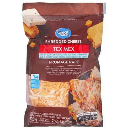 Great Value Light Tex Mex Shredded Cheese, 320 g - Walmart.ca