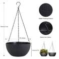 10 Inch Black Hanging Planter Basket with Drainage Hole, Weather ...