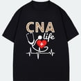 Cna Life Leopard Print T Shirt Black Cna Heart Stethoscope And Ecg ...
