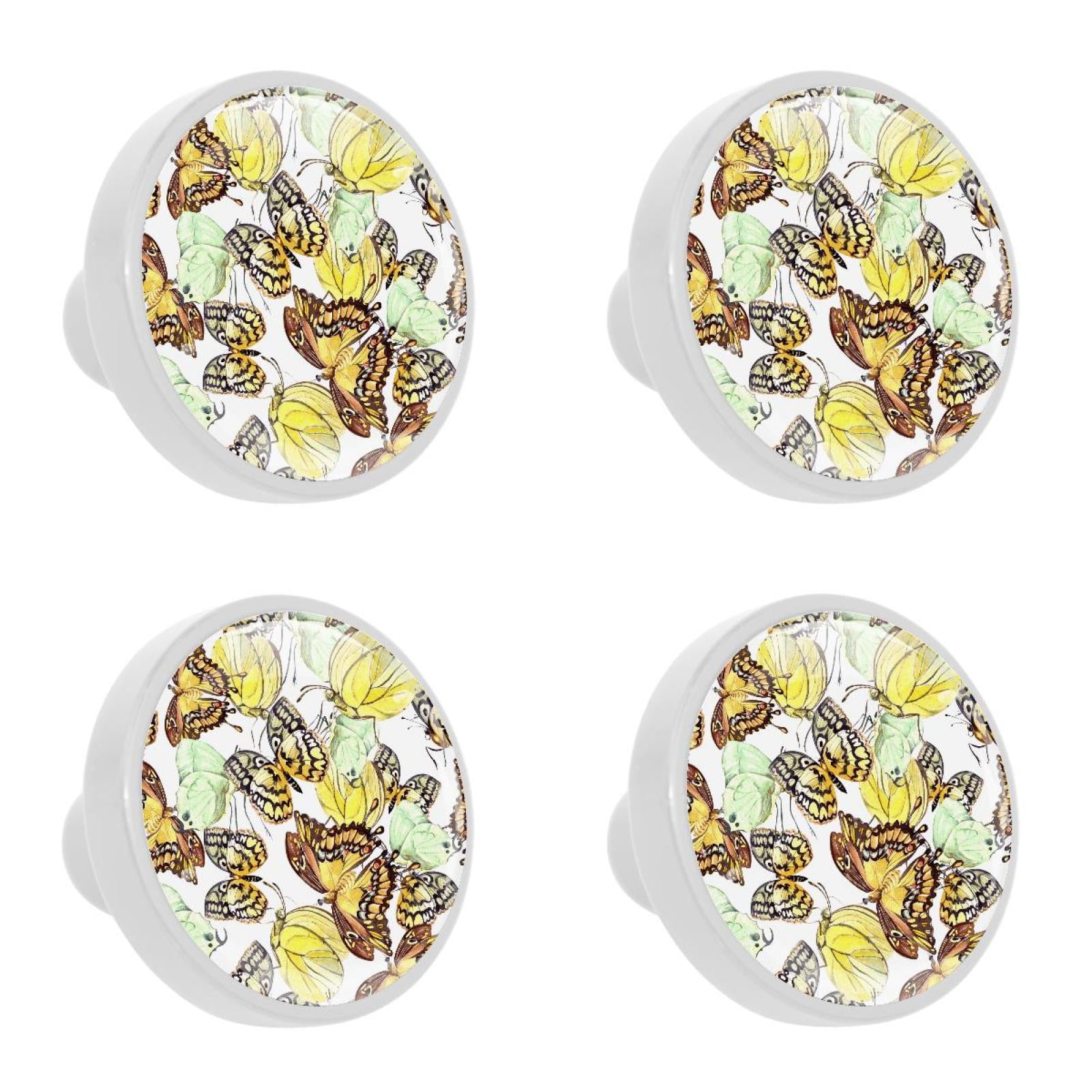 4 Pcs Butterfly Knobs for Kitchen Cabinet Cupboard Dresser Bookcase Drawer Pulls Handles Round ...