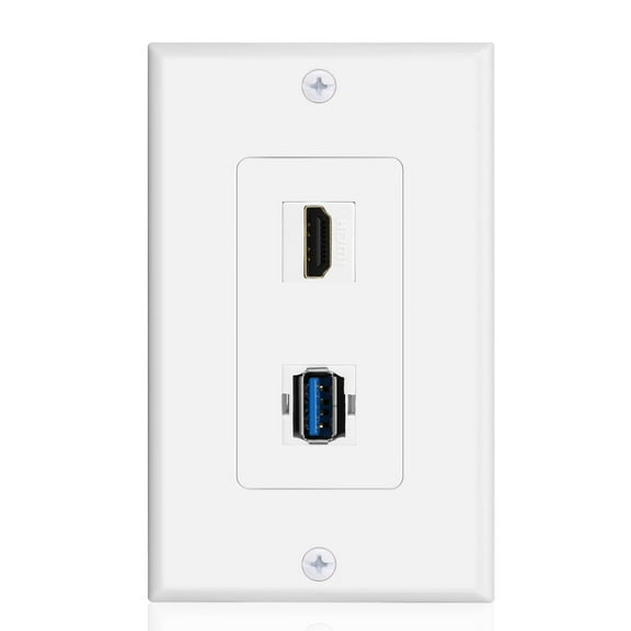 BASEPORT Multi-Plug Media Wall Outlet: USB Ports, HDMI, Ethernet, Coax ...