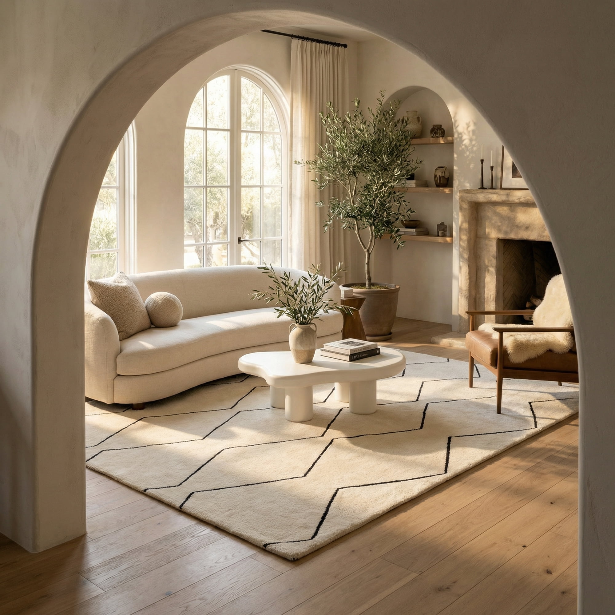 Click here for Rug Branch Maya Modern Boho Beige Black Indoor Han... prices