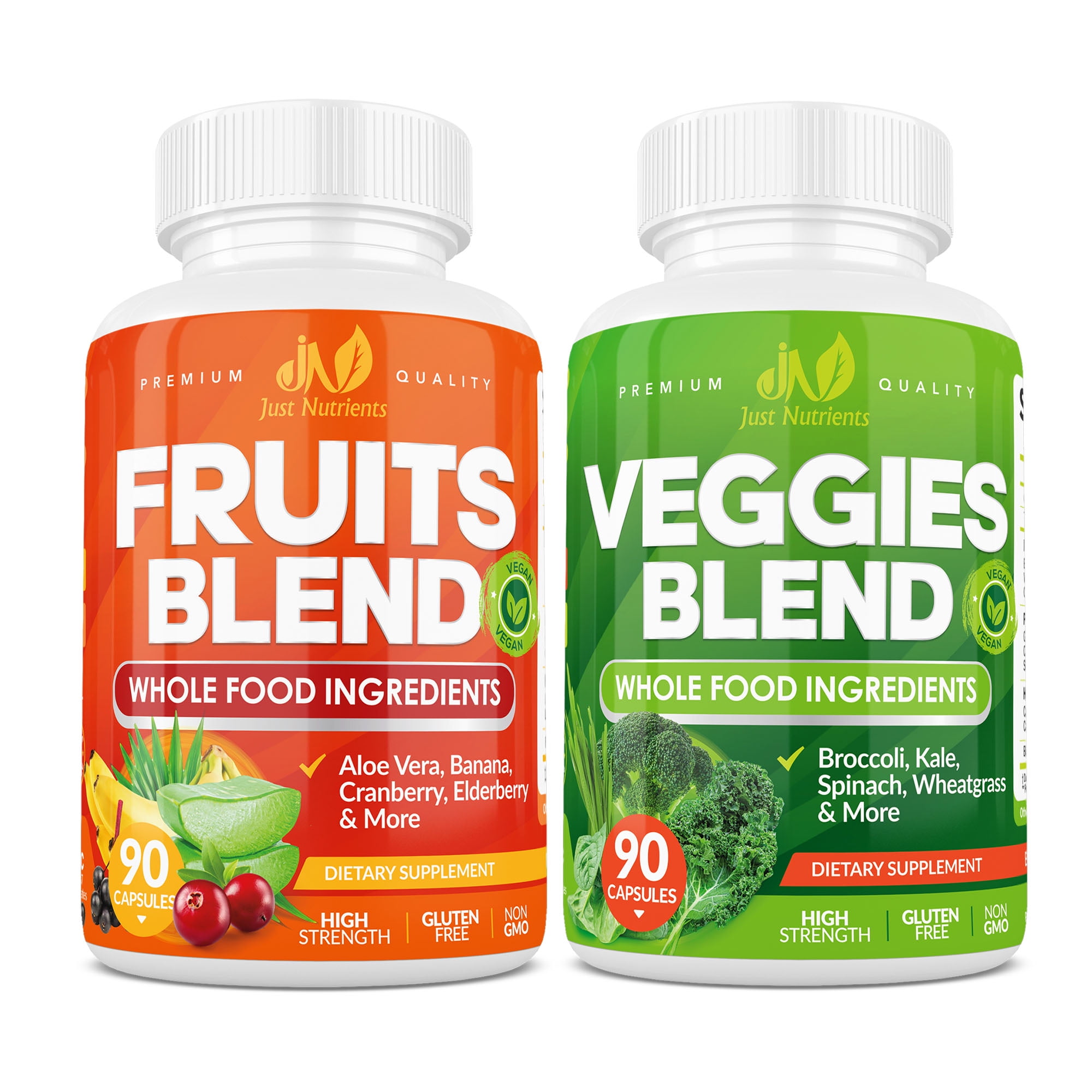 Fruits & Veggies Supplement with 90 Fruit & 90 Vegetable Capsules, 100% ...