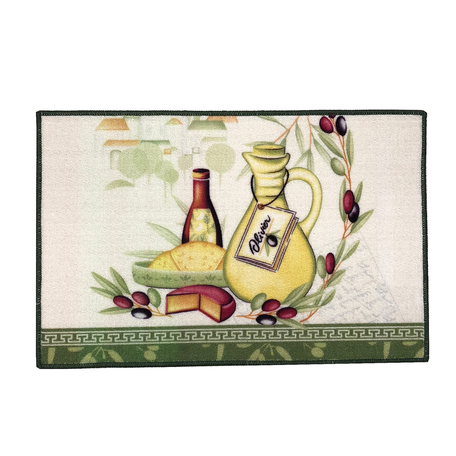 Kitchen Collection Olive Feast Kitchen Rug, Green-Cream, 18x28 Inches ...