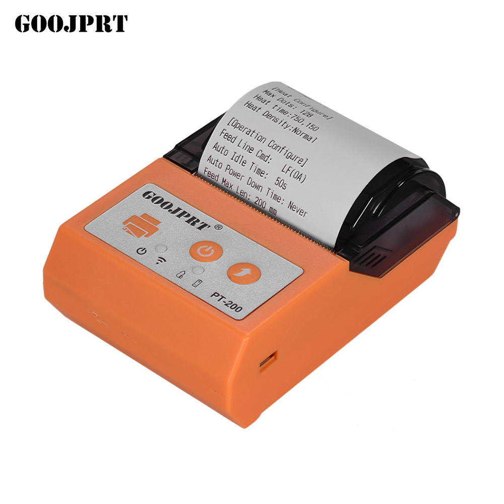 GOOJPRT PT200 Portable Sans-fil BT 58mm Réception Imprimante Thermique Mini Imprimante de ...