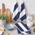 3 Pack Navy Blue Stripe Kitchen Towels Simple Style Striped Blue and ...
