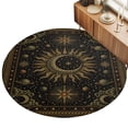 Crescent Moon Sunburst Round Living Room Rugs 3.3 ft, Vintage Mystical ...