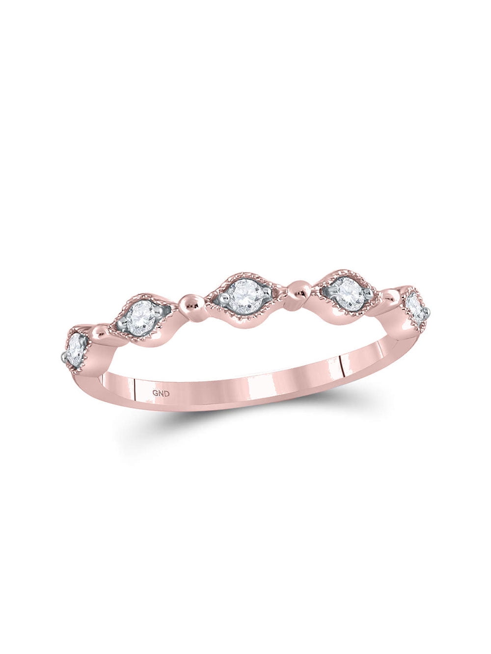 Solid 10k Rose Gold Round Diamond Contour Stackable Band Engagement ...