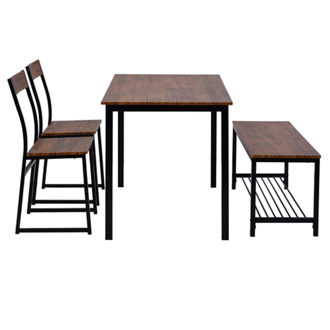 Set of 4 Kitchen Sets with Metal Frame, Dining Table Chair Sets with 1 ...